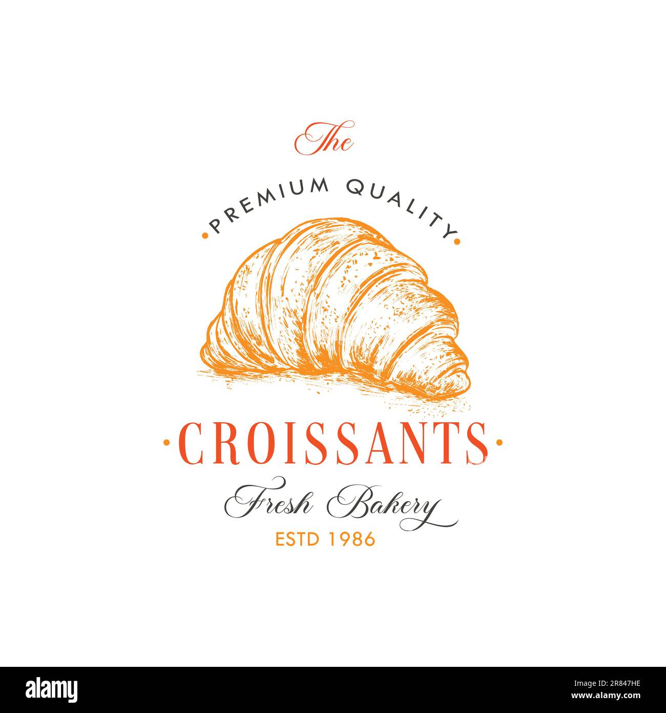 Fresh Baked Croissants Abstract Sign, Symbol or Logo Template. Hand ...