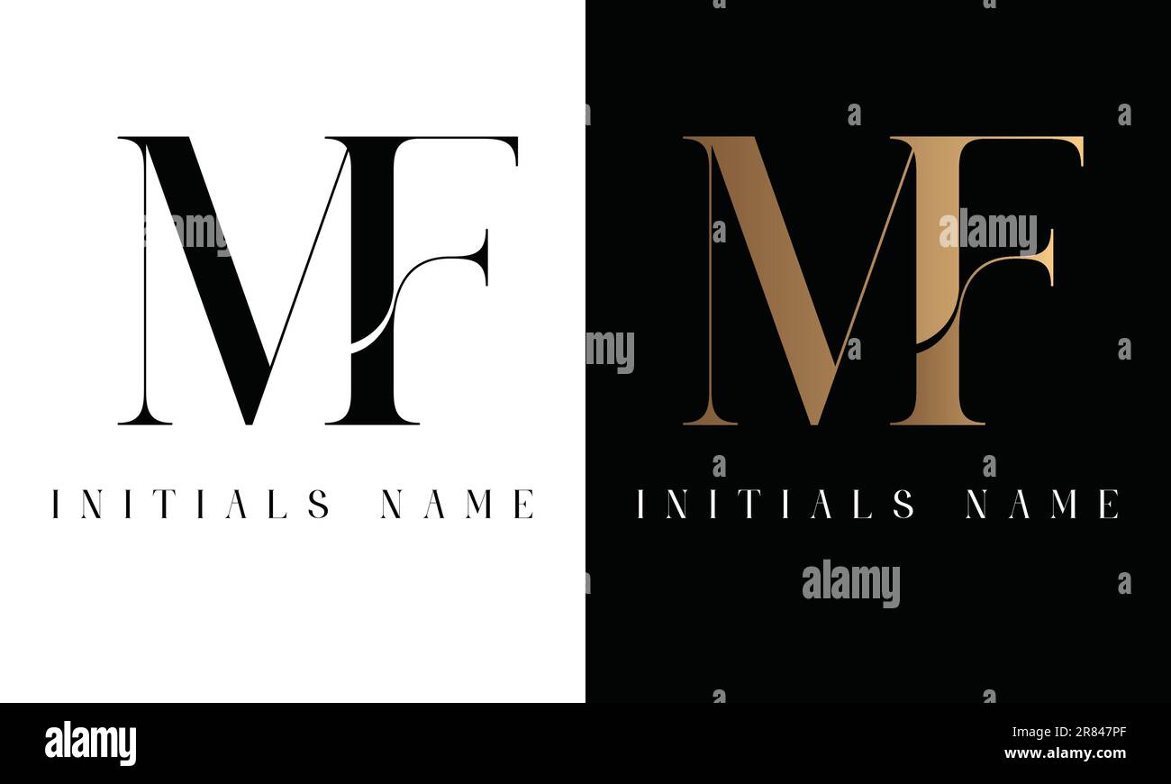 Luxury Initial MF or FM Monogram Text Letter Logo Design Stock Vector ...