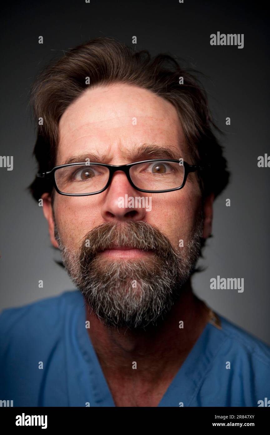 Closeup studio portrait of a mixed Caucasian / native american 52 years ...