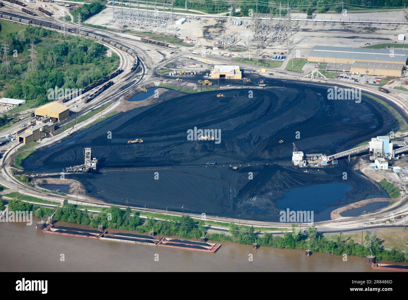 Aerial view of coal stockpile at power plant Stock Photo - Alamy