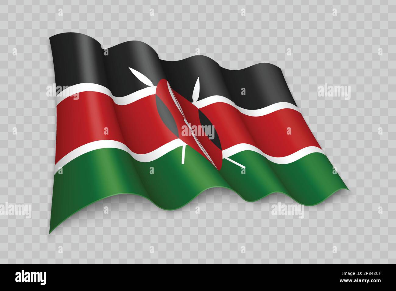 3D Realistic waving Flag of Kenya on transparent background Stock ...