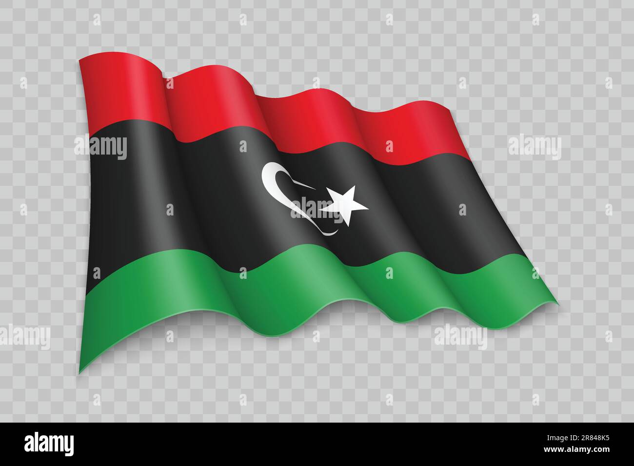 3D Realistic waving Flag of Libya on transparent background Stock ...