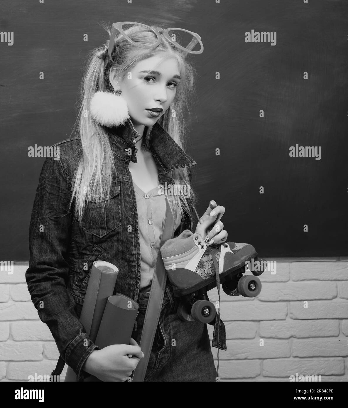 Creative style. Self expression and fashion. Fancy schoolgirl. School ...