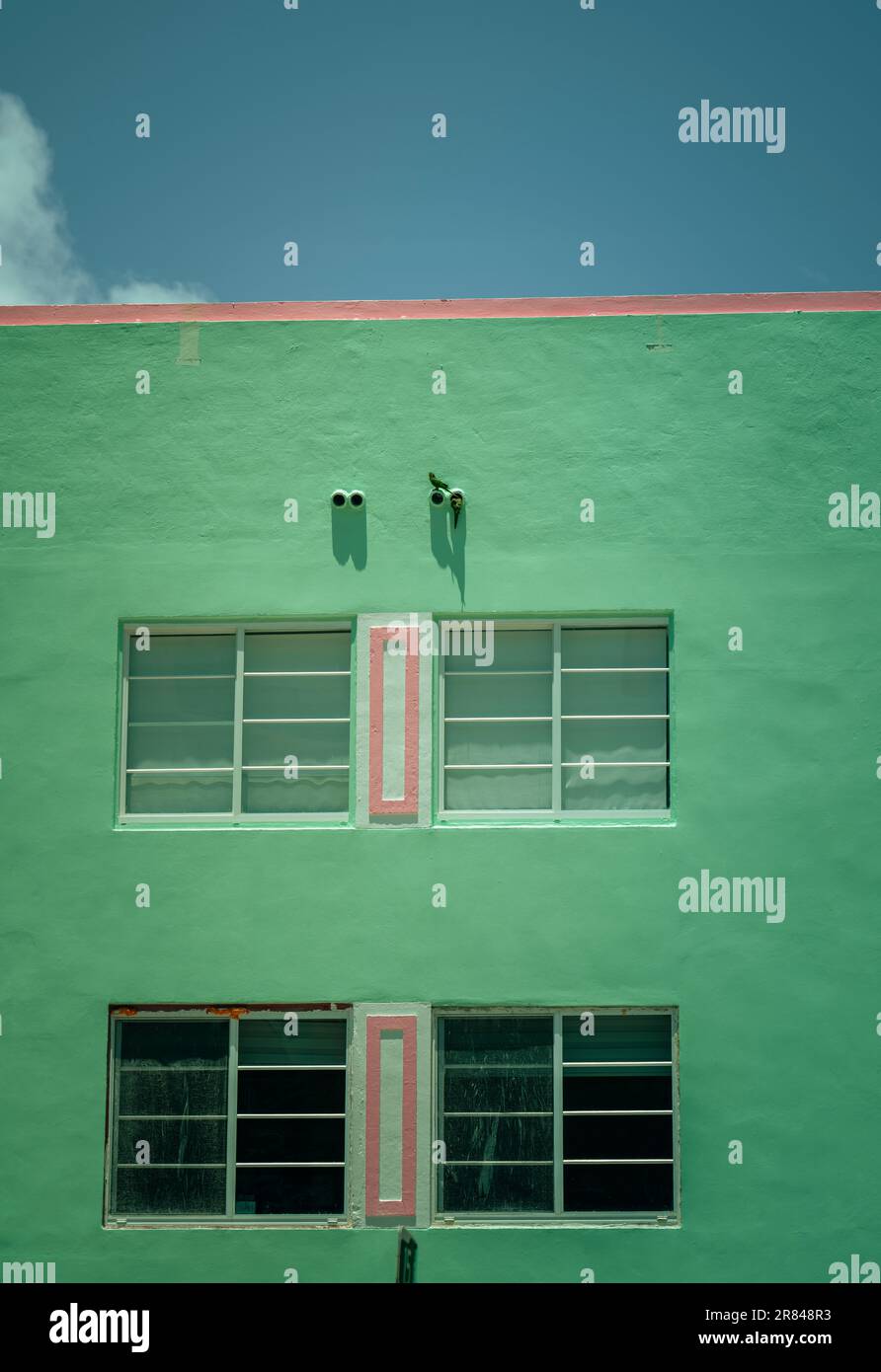 window on the wall building Miami Beach Stock Photo - Alamy