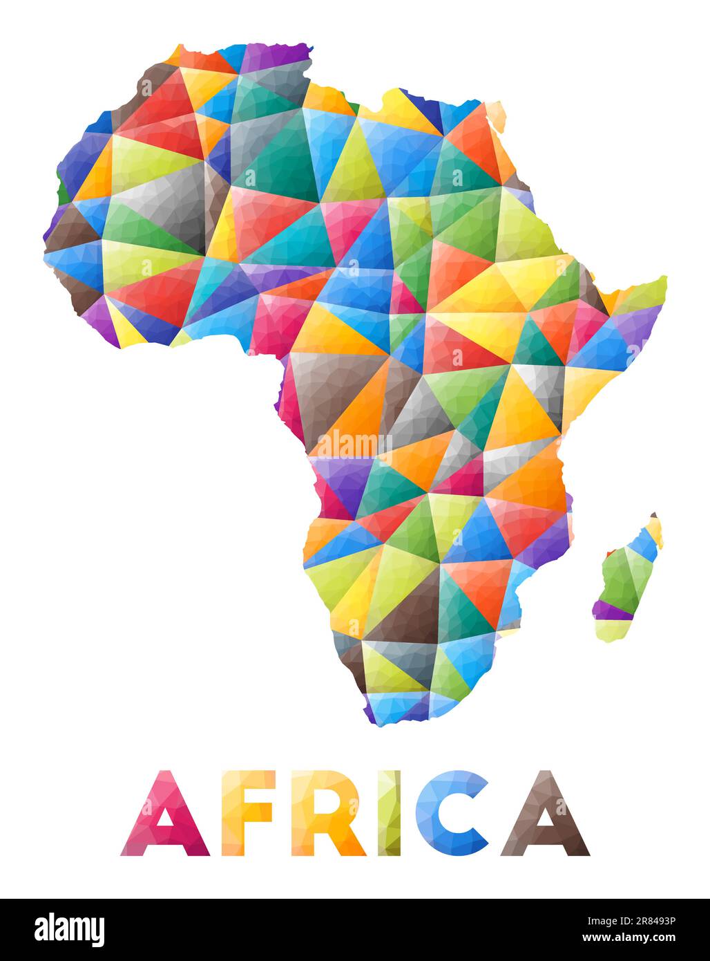 Africa - colorful low poly continent shape. Multicolor geometric ...