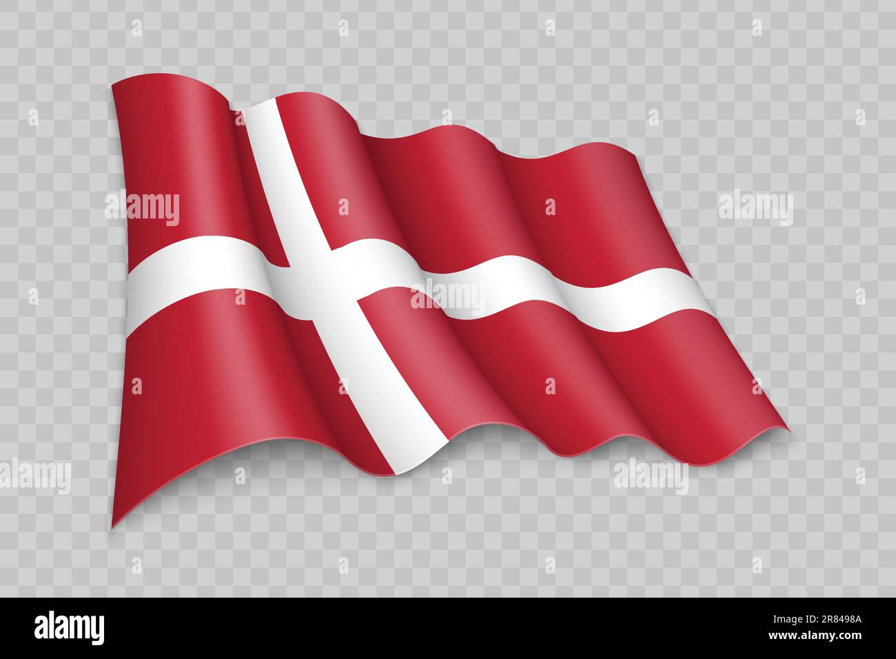 3D Realistic waving Flag of Denmark on transparent background Stock ...