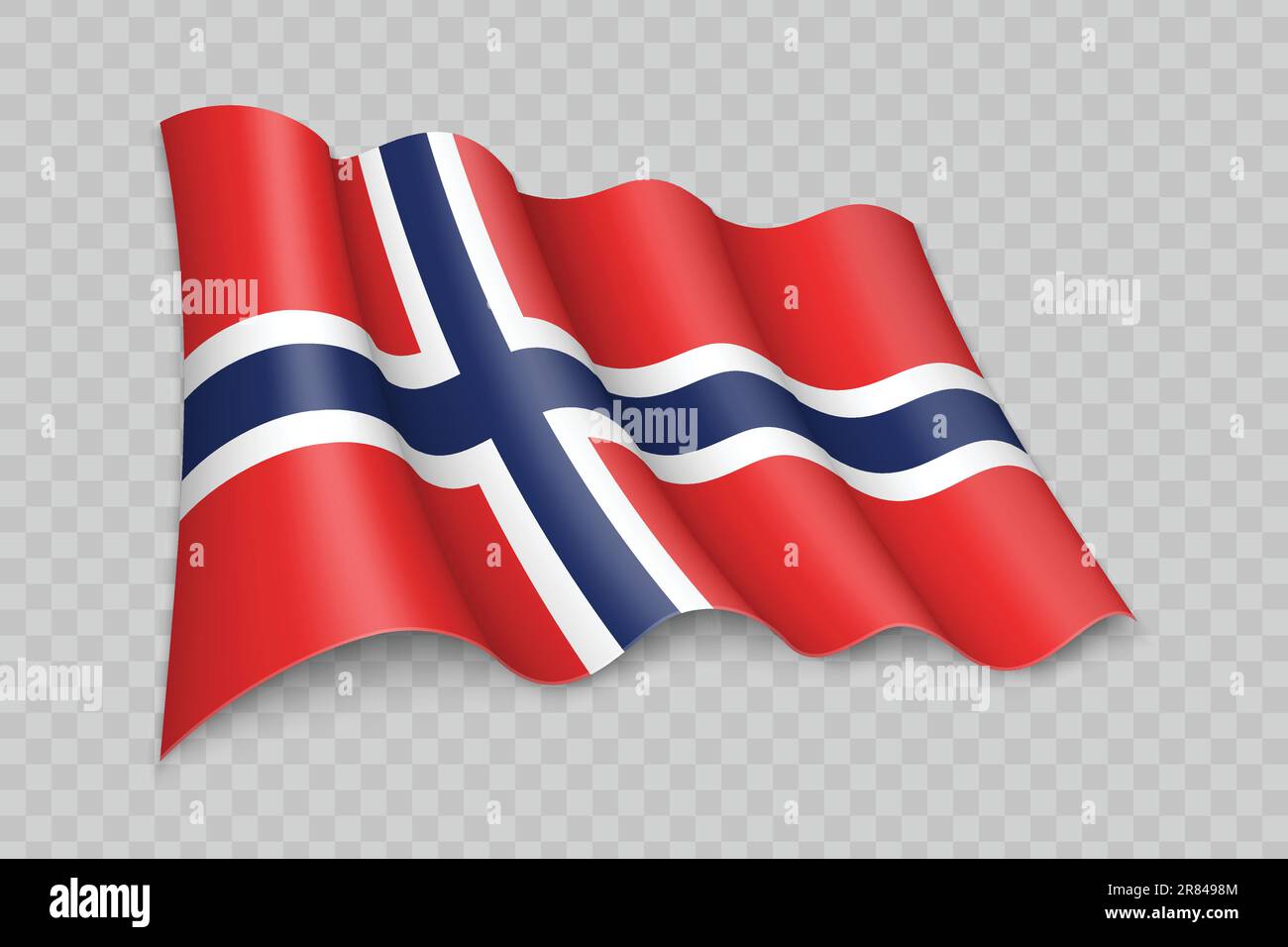 3D Realistic waving Flag of Norway on transparent background Stock ...