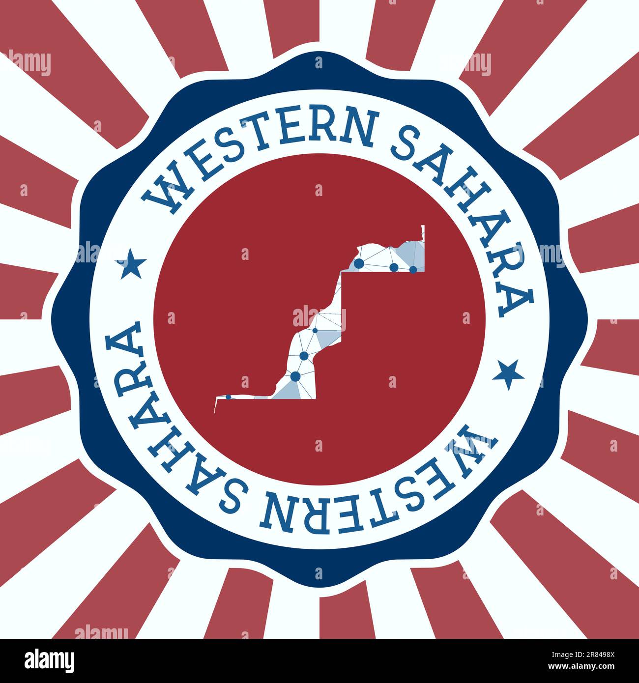 Western Sahara Badge. Round logo of country with triangular mesh map ...