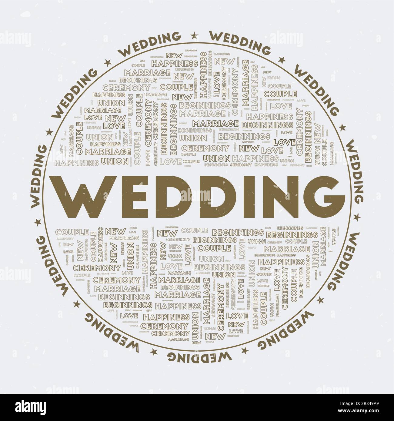 Wedding - round badge. Text wedding with keywords word clouds and ...
