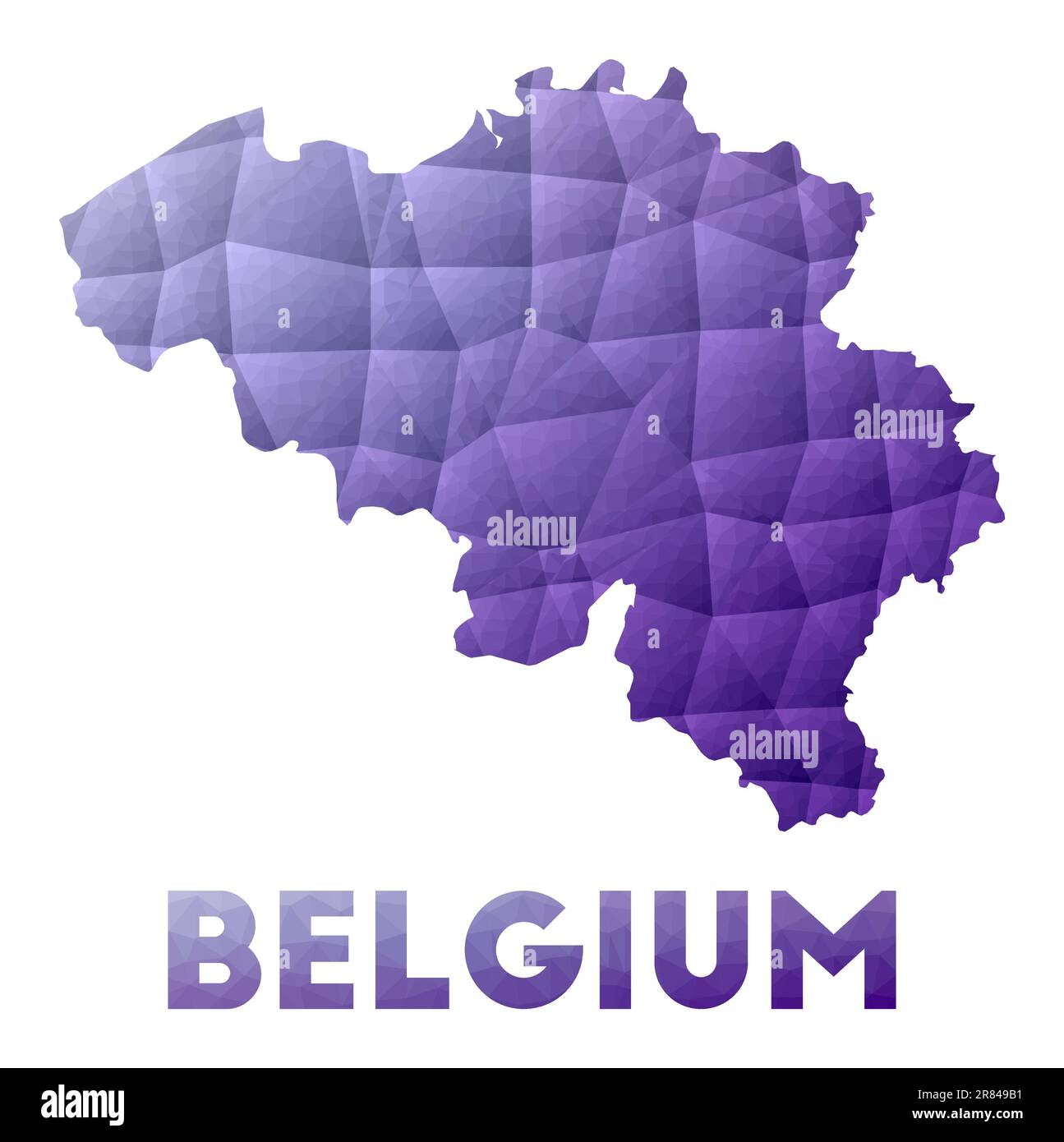 Map of Belgium. Low poly illustration of the country. Purple geometric ...