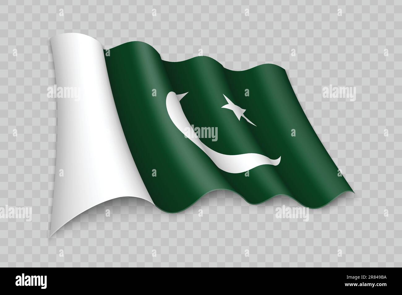 3D Realistic waving Flag of Pakistan on transparent background Stock ...