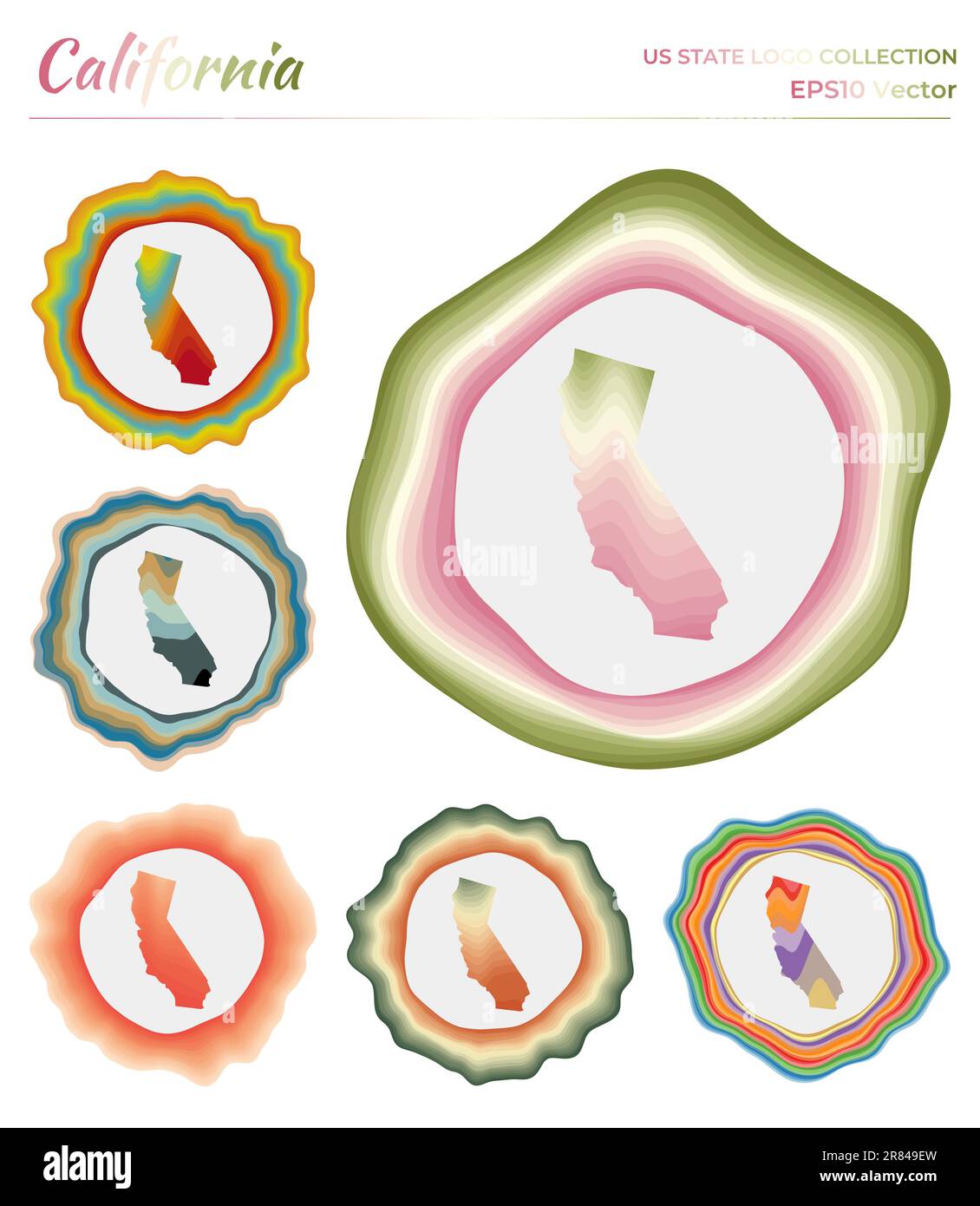California logo collection. Colorful badge of the us state. Layers ...