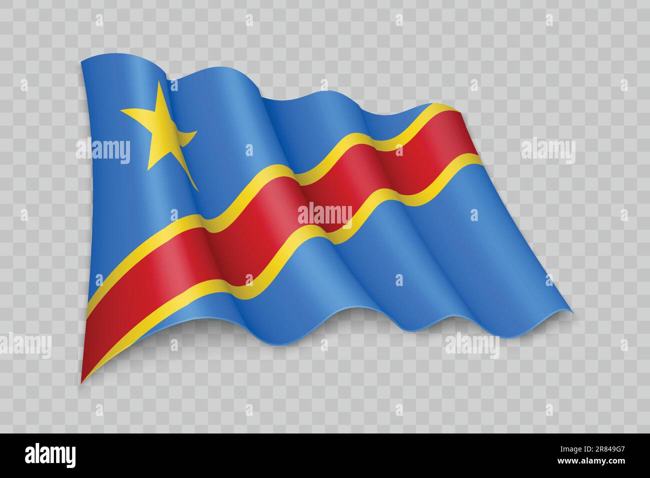 3D Realistic waving Flag of DR Congo on transparent background Stock ...