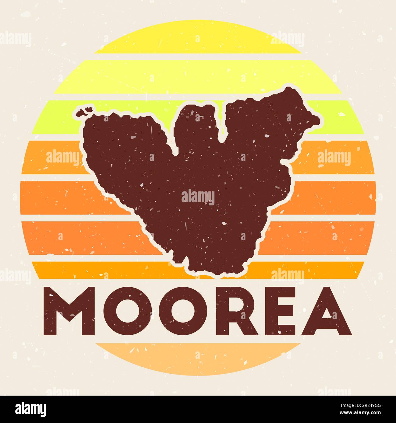 Moorea logo. Sign with the map of the island and colored stripes ...