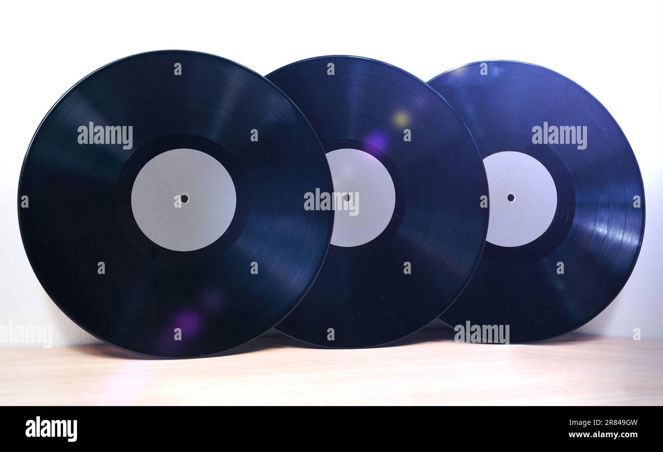 Vinyl records with flare - long play isolated on white background Stock ...