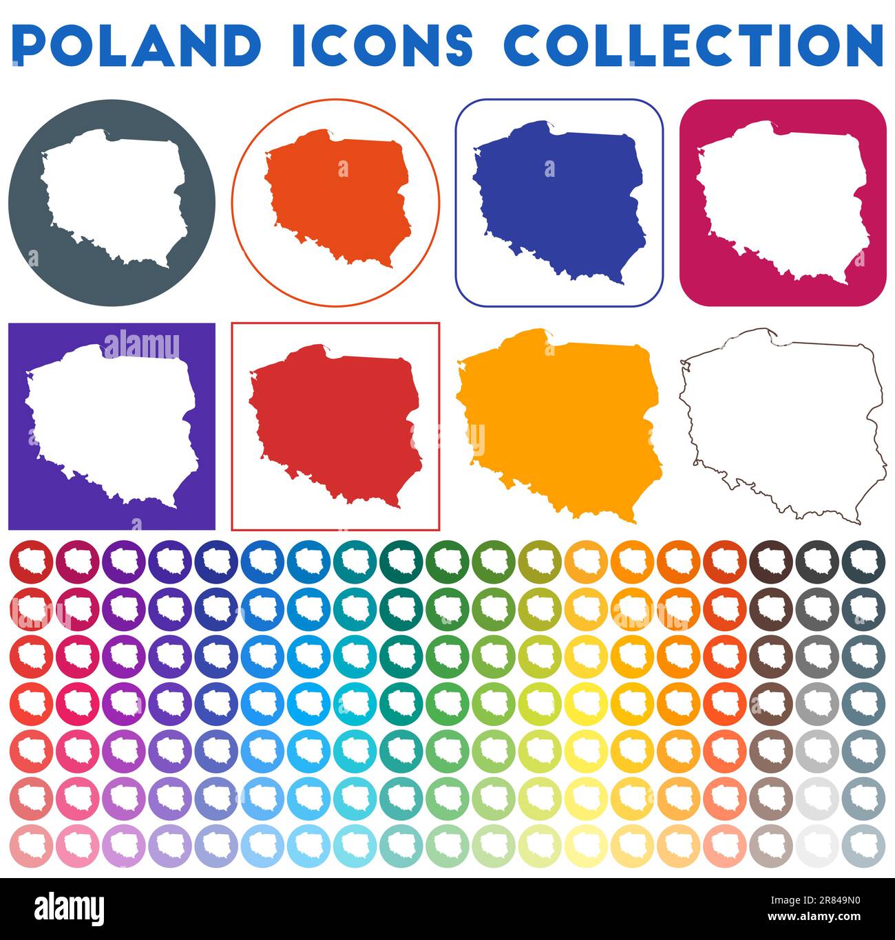 Poland icons collection. Bright colorful trendy map icons. Modern ...