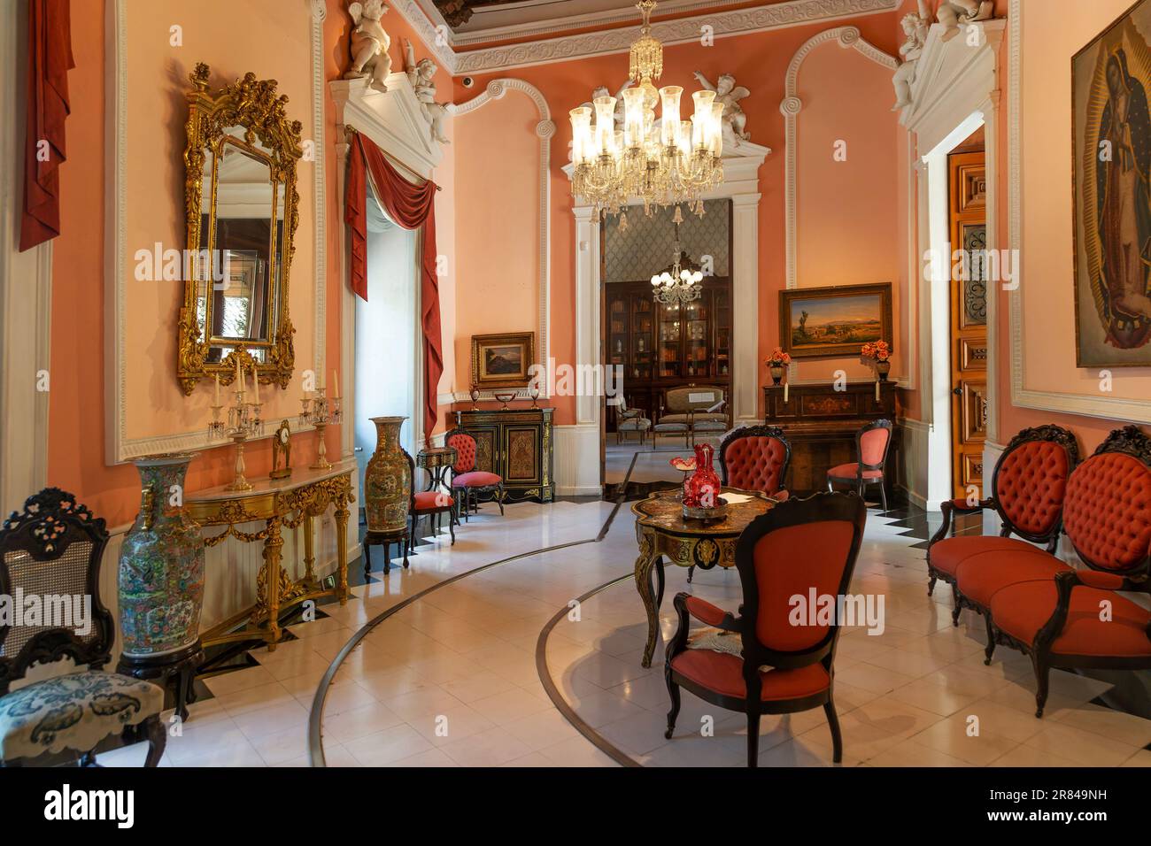 Spanish colonial interior of palace of Casa de Montejo, Merida, Yucatan ...