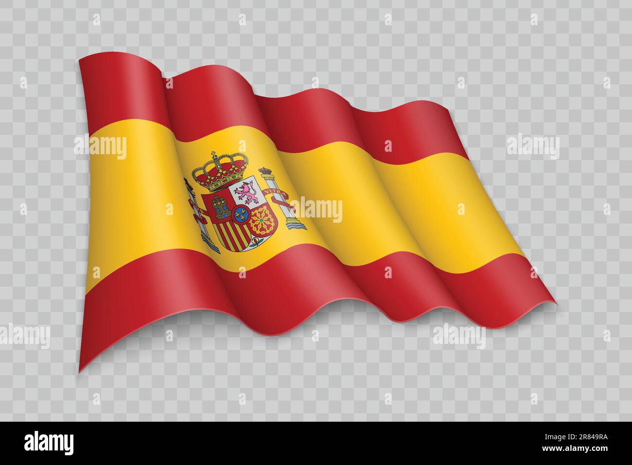 3D Realistic waving Flag of Spain on transparent background Stock ...