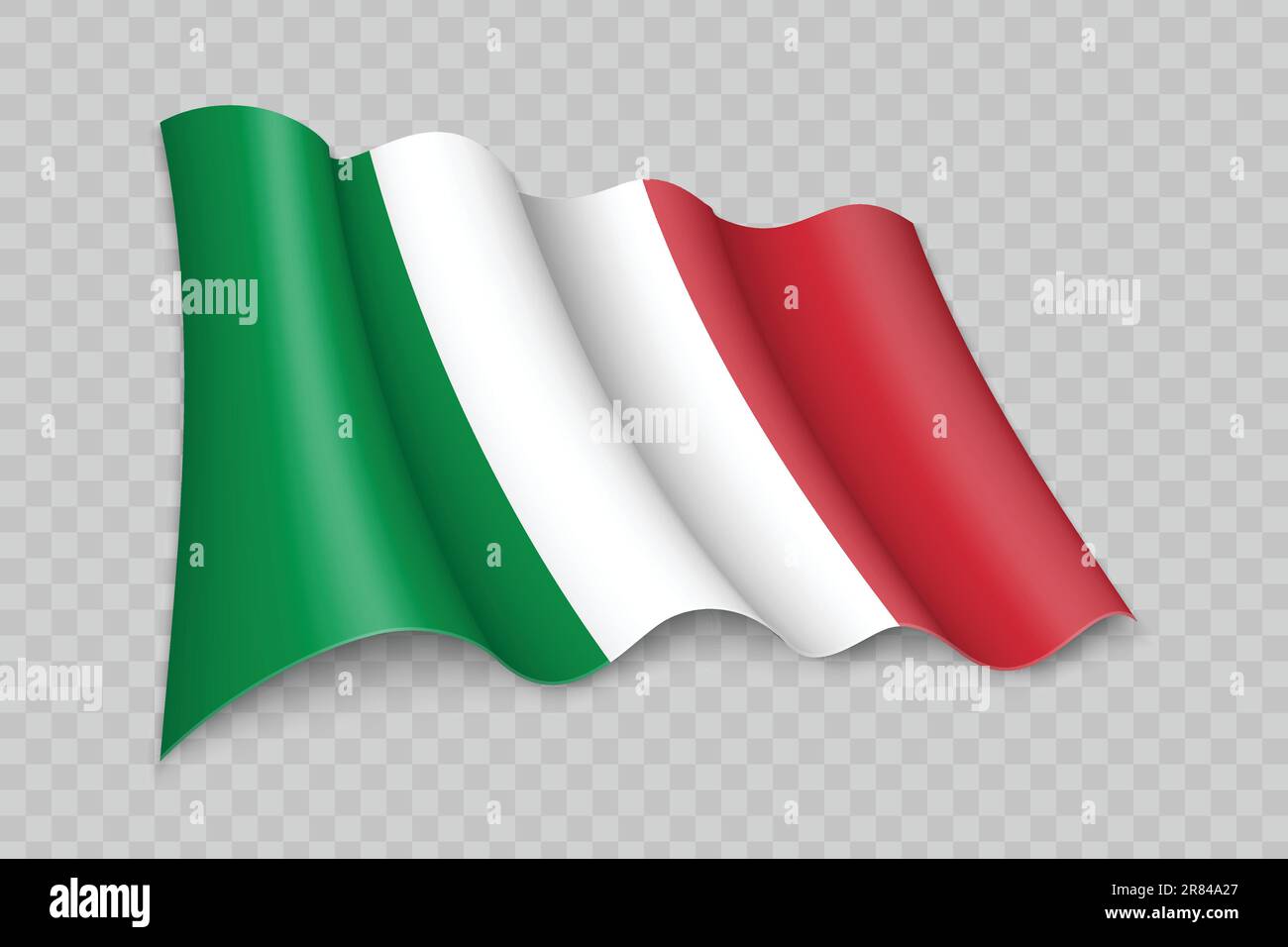 3D Realistic waving Flag of Italy on transparent background Stock ...