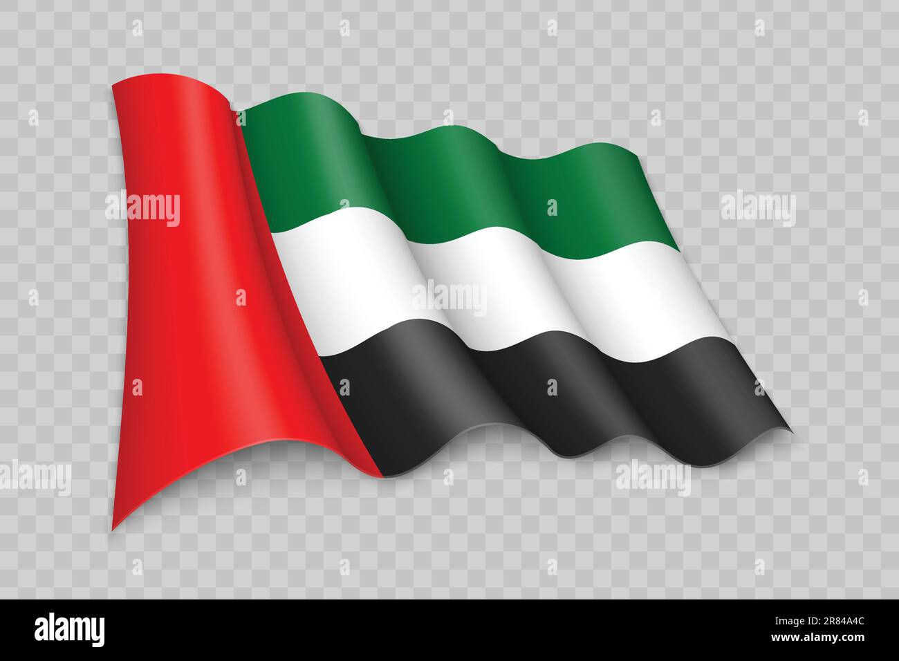 3D Realistic waving Flag of United Arab Emirates on transparent ...