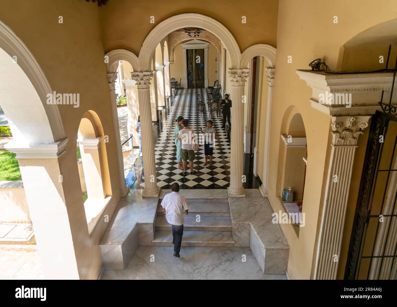 Spanish colonial interior of palace of Casa de Montejo, Merida, Yucatan ...