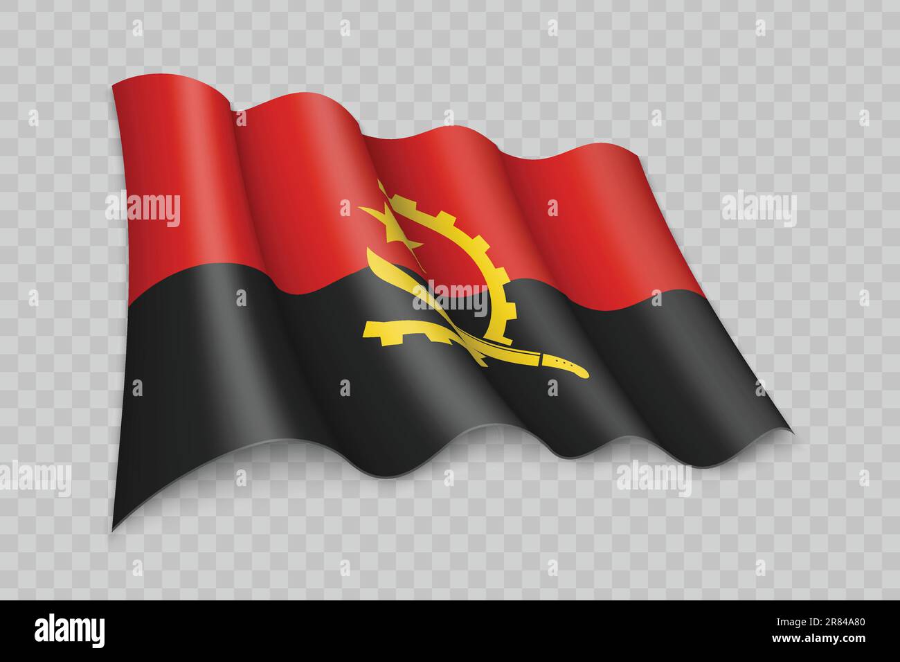 3D Realistic waving Flag of Angola on transparent background Stock ...