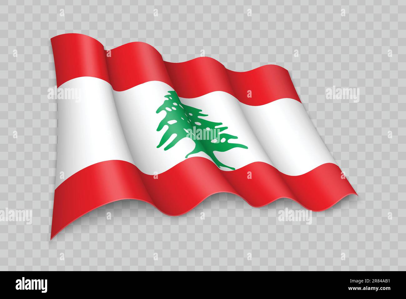 3D Realistic waving Flag of Lebanon on transparent background Stock ...