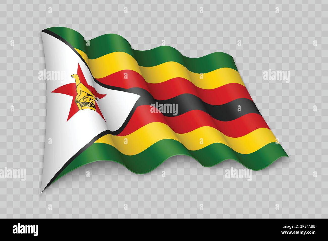 3D Realistic waving Flag of Zimbabwe on transparent background Stock ...