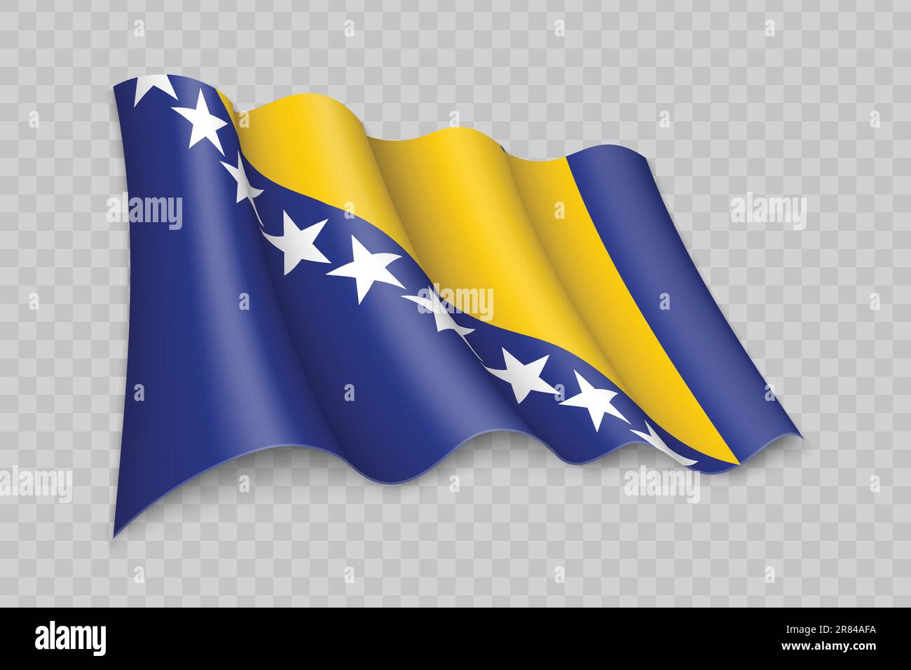 3D Realistic waving Flag of Bosnia on transparent background Stock ...