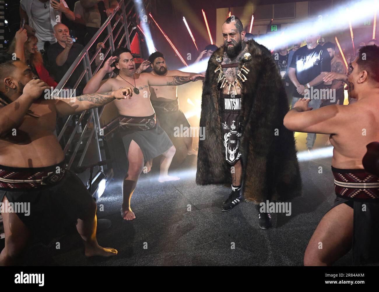 Gold Coast, Australia. 18th June, 2023. Hasely Hepi (centre) enters the ...