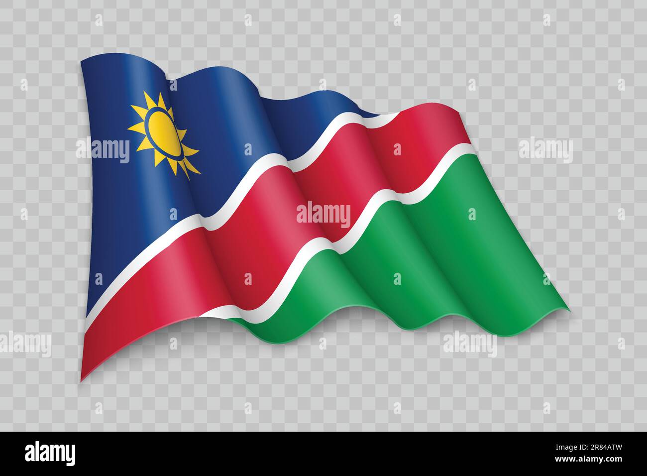 3D Realistic waving Flag of Namibia on transparent background Stock ...