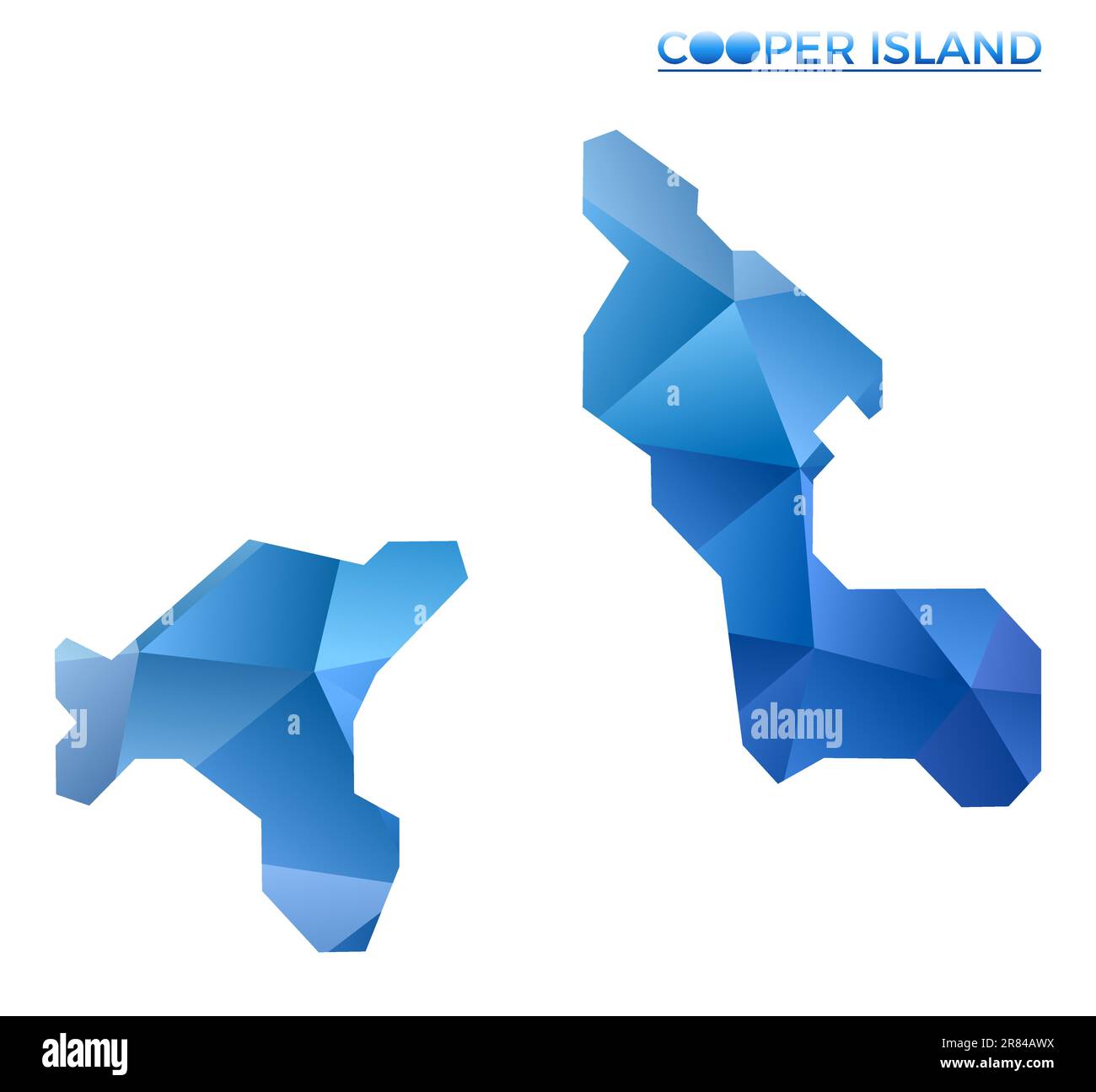 Vector polygonal Cooper Island map. Vibrant geometric island in low poly style. Beautiful ...