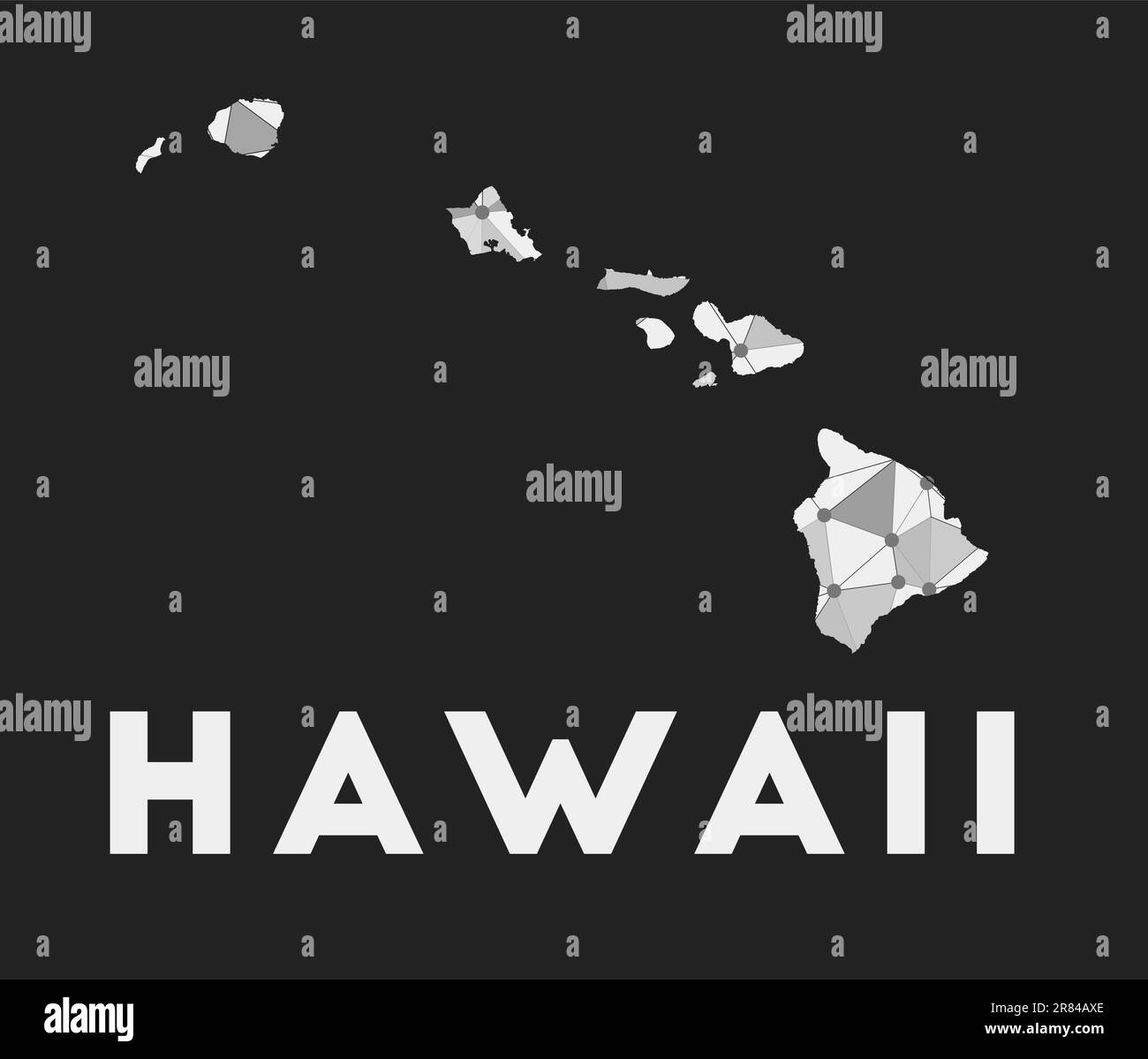 Hawaii - communication network map of island. Hawaii trendy geometric ...