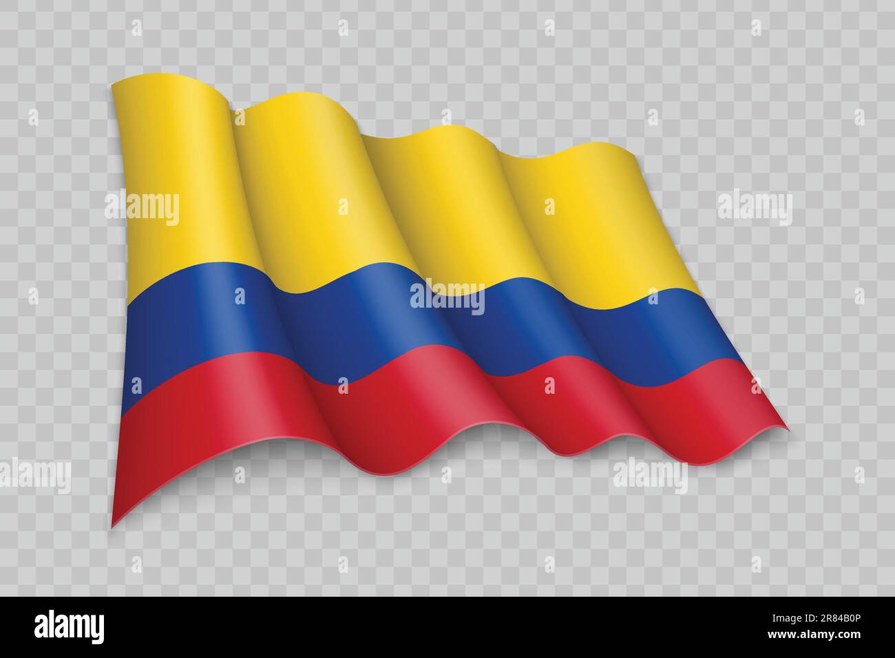3D Realistic waving Flag of Colombia on transparent background Stock ...