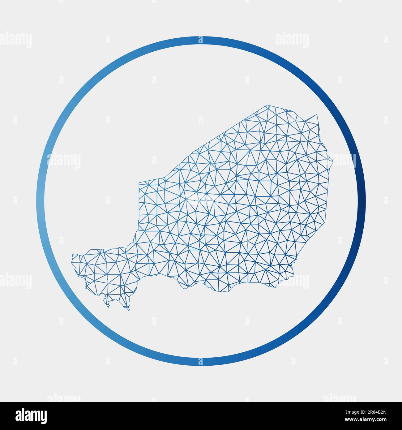 Niger icon. Network map of the country. Round Niger sign with gradient ...