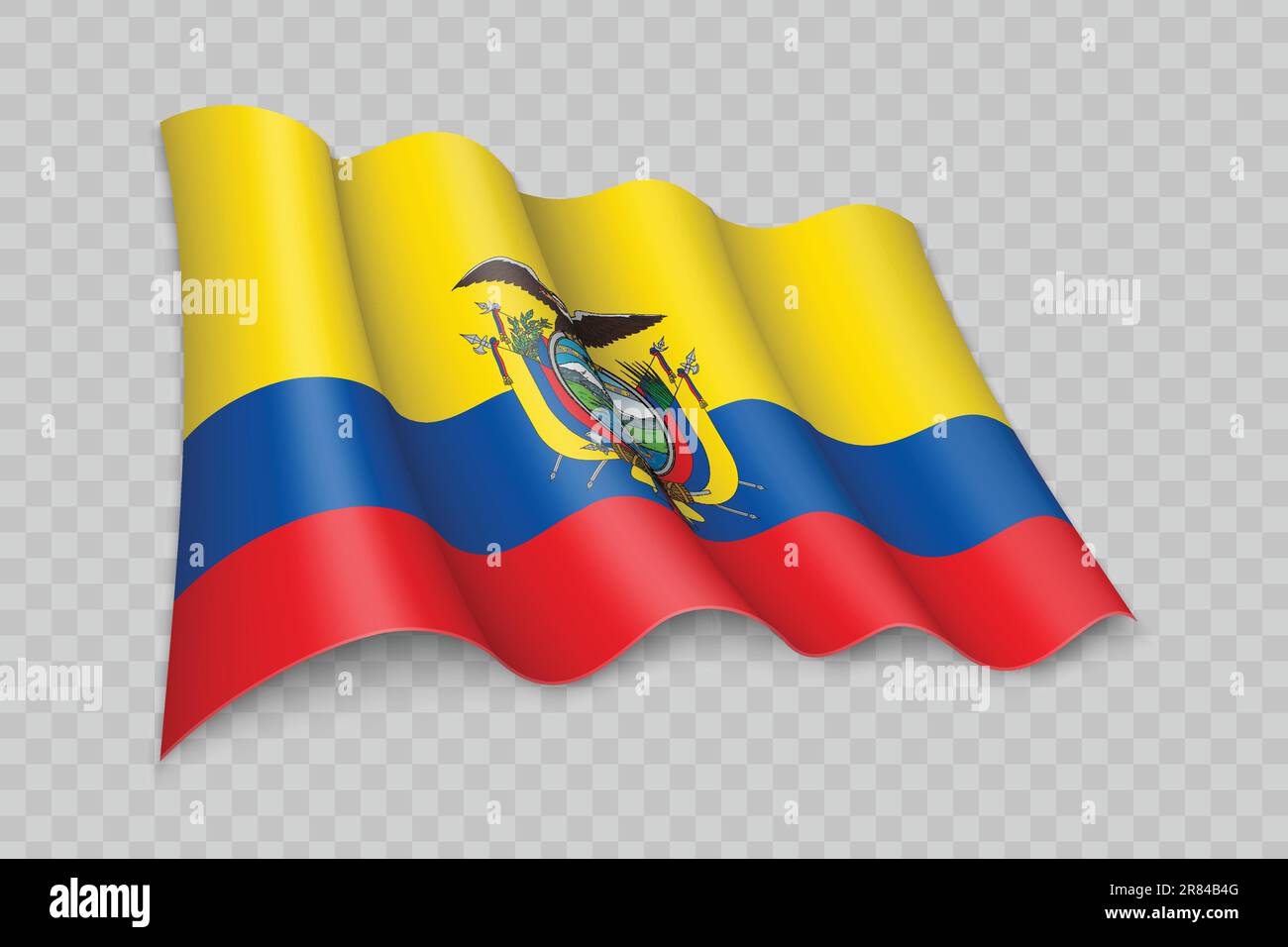 3D Realistic waving Flag of Ecuador on transparent background Stock ...
