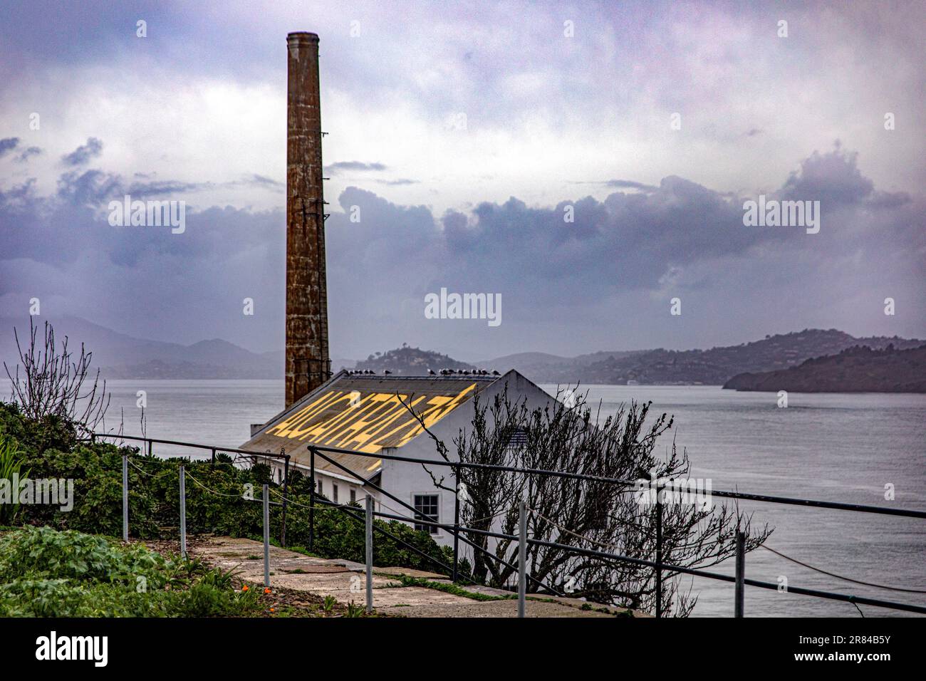 Building with the word Alcatraz on the roof of the maximum security ...