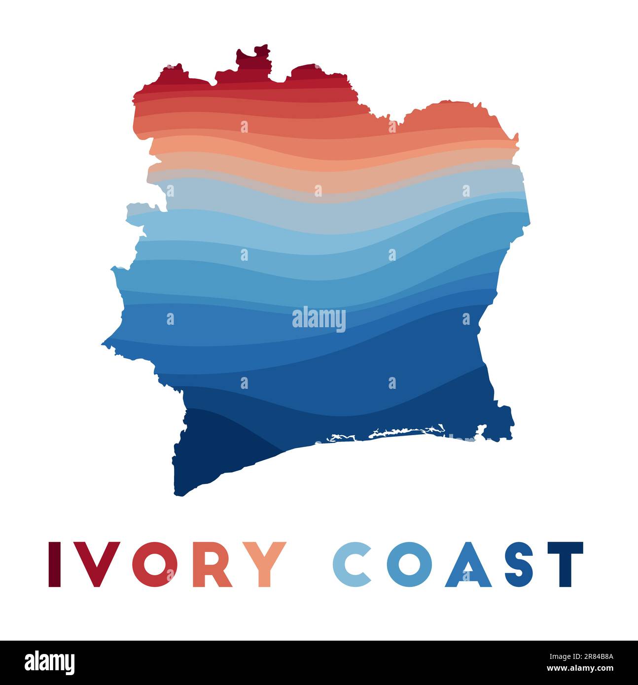 Ivory Coast map. Map of the country with beautiful geometric waves in ...