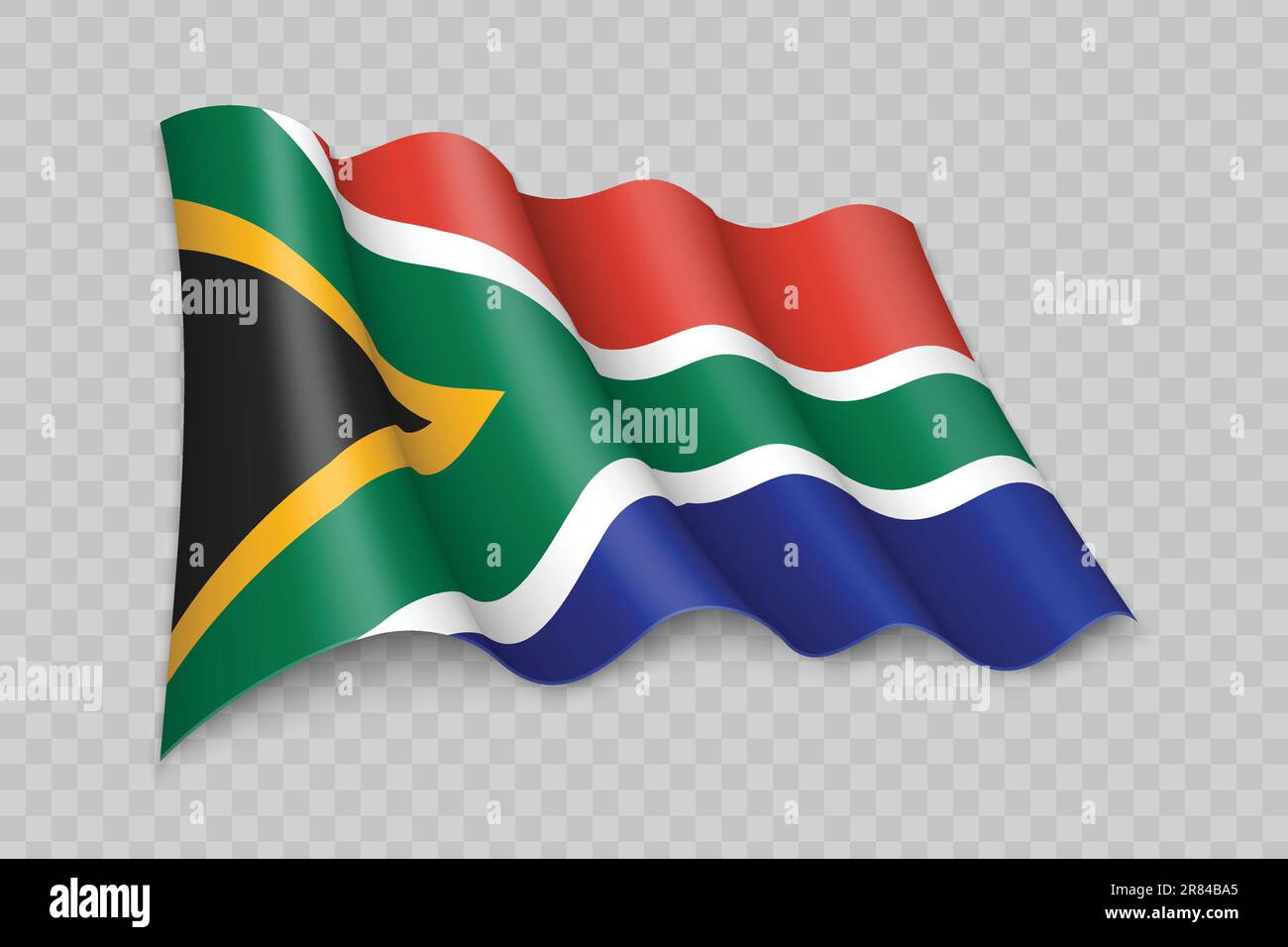 3D Realistic waving Flag of South Africa on transparent background ...