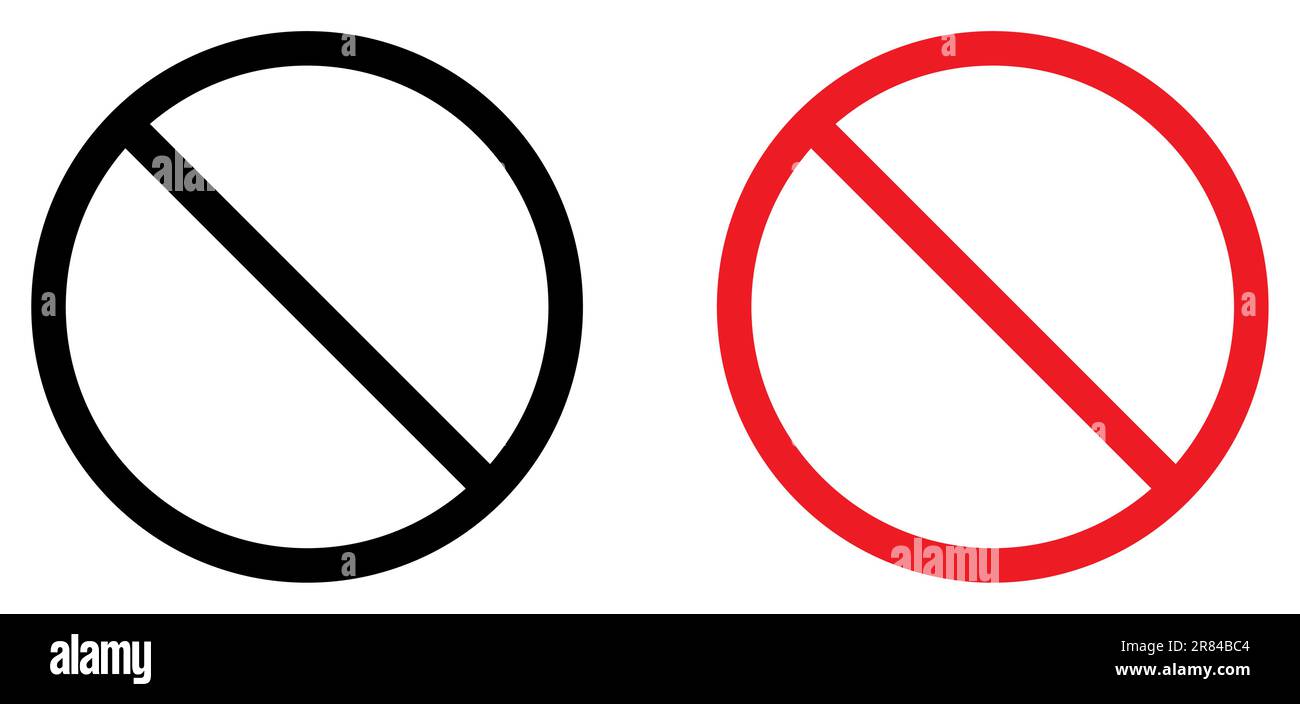 Set of ban symbols. Circle sign stop entry and slash line. Vector ...