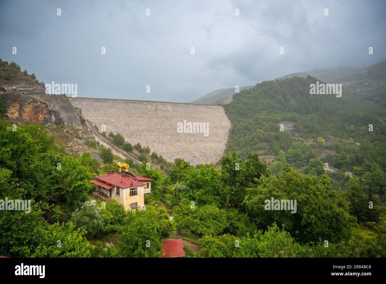 View of Dam on Dimcay River in Alanya region. Famous local place, the ...