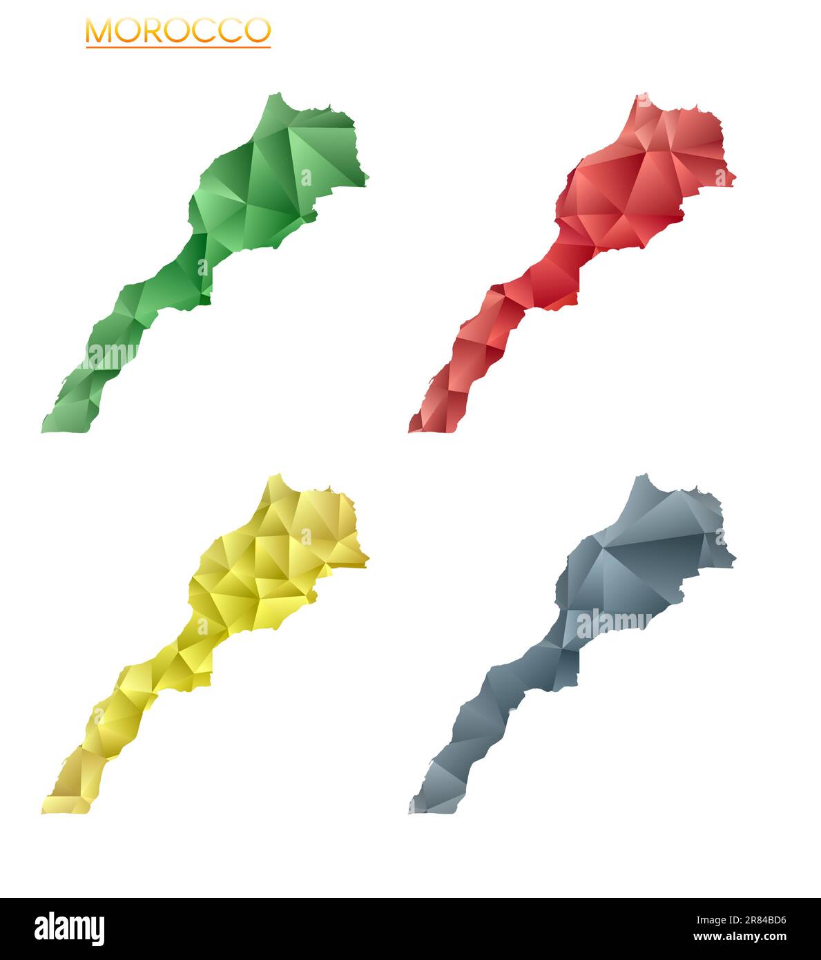 Set of vector polygonal maps of Morocco. Bright gradient map of country ...