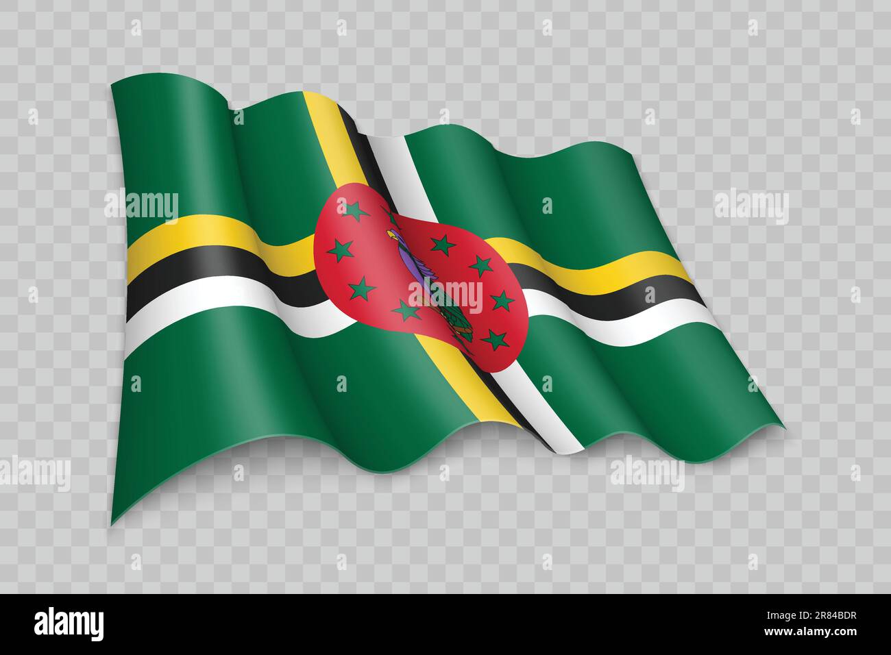 3D Realistic waving Flag of Dominica on transparent background Stock ...