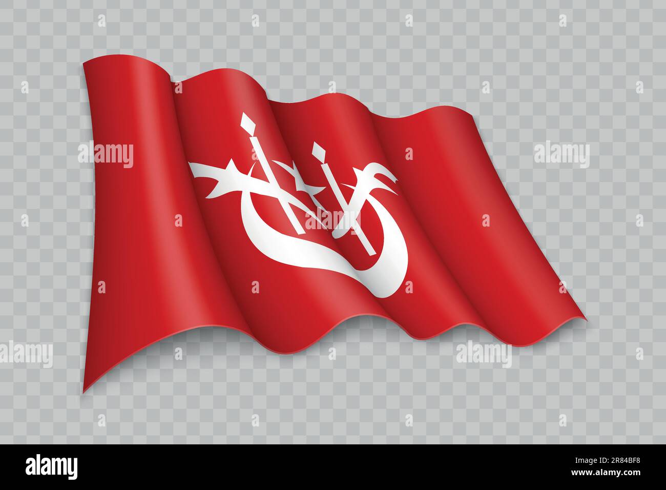 3D Realistic waving Flag of Kelantan is a state of Malaysia on transparent background Stock ...