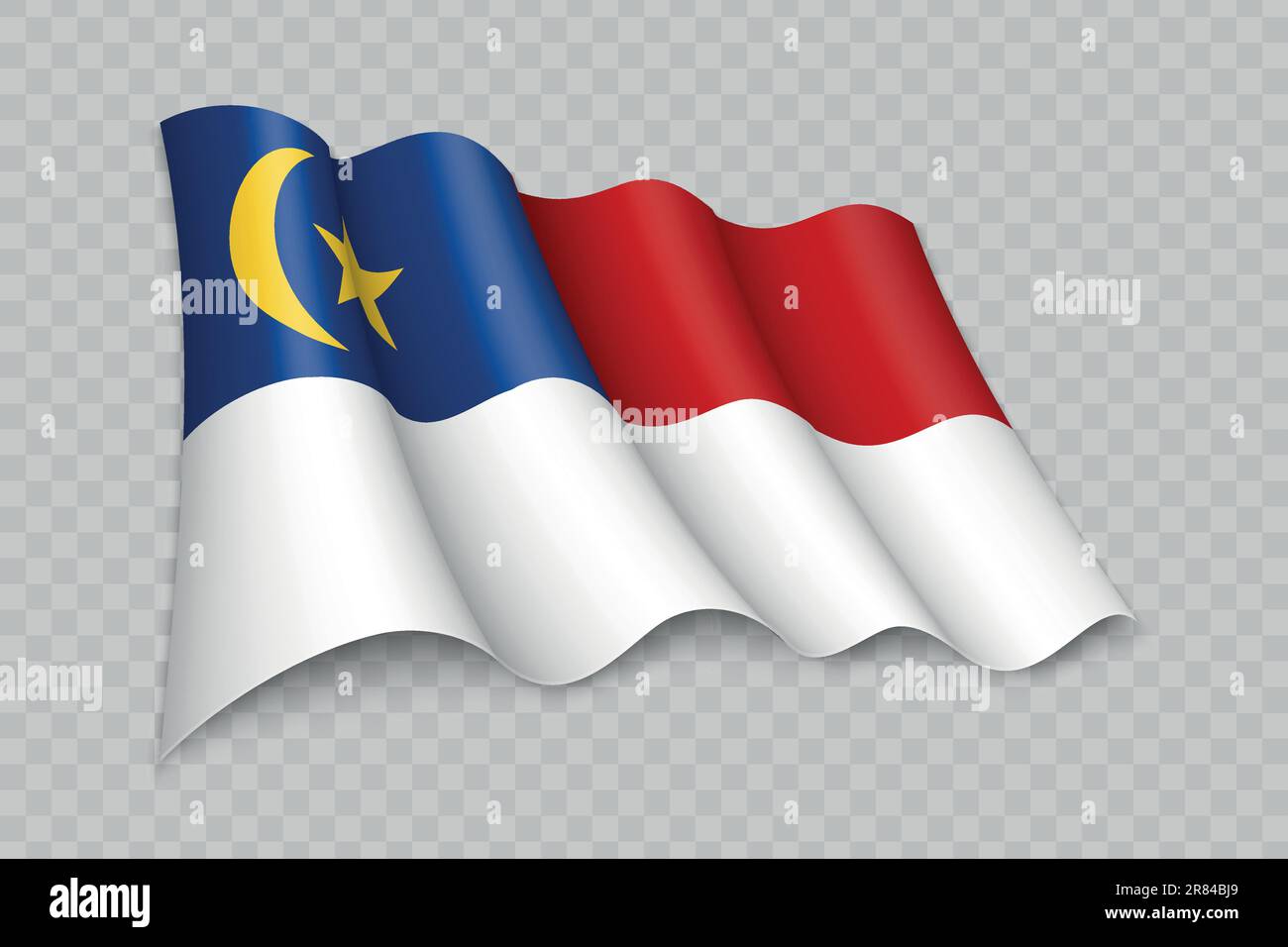3D Realistic waving Flag of Malacca is a state of Malaysia on transparent background Stock ...