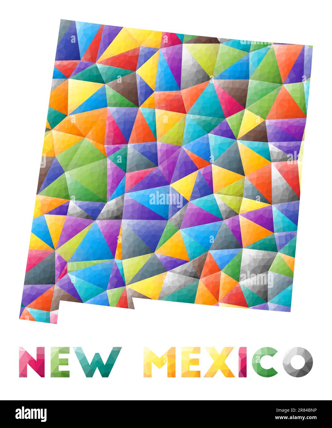 New Mexico - colorful low poly US state shape. Multicolor geometric ...