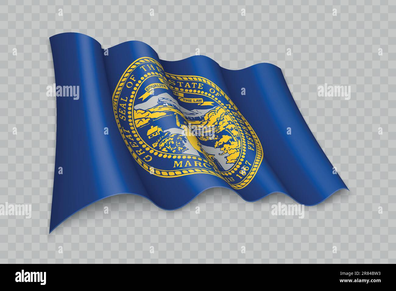 3D Realistic waving Flag of Nebraska is a state of United States on ...