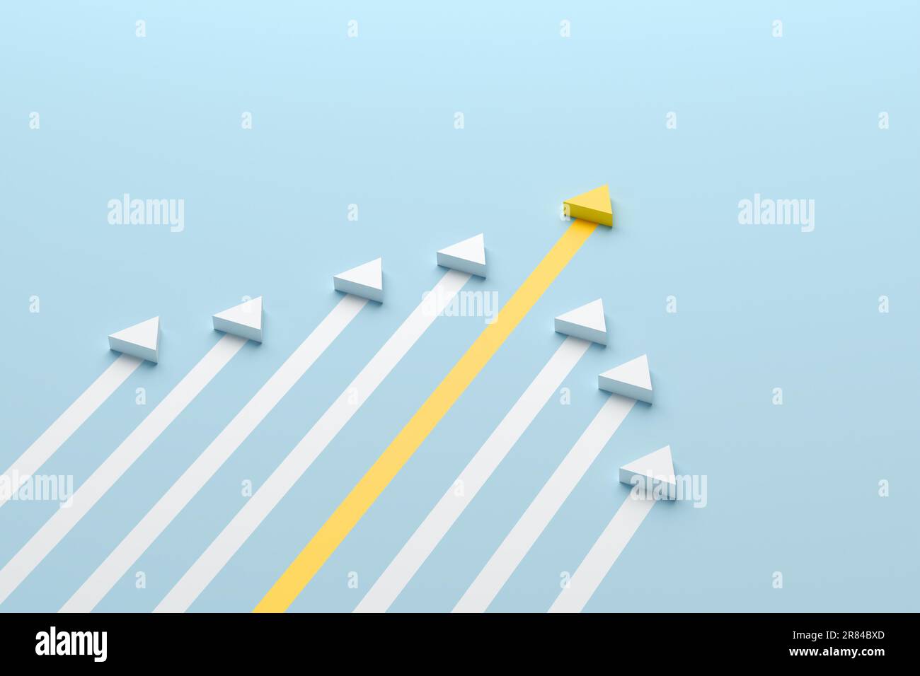 Team leadership. Business competition and competitive advantage. Progress and success. Yellow ...