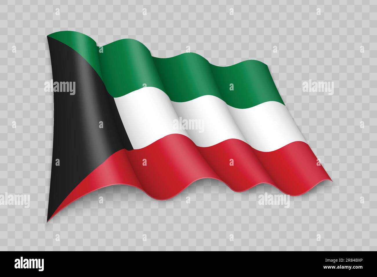 3D Realistic waving Flag of Kuwait on transparent background Stock ...