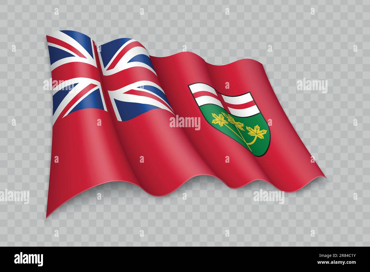 3D Realistic waving Flag of Ontario is a state of Canada on transparent ...